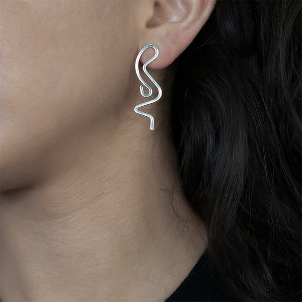 Silver Muse Abstract Earrings - Reveka Rose