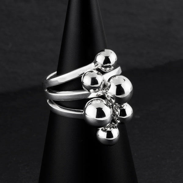 Sterling Silver Multi Ball Cluster Statement Ring - Reveka Rose