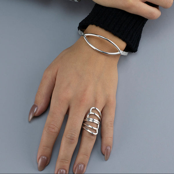 Sterling Silver Split Cuff Bracelet - Reveka Rose