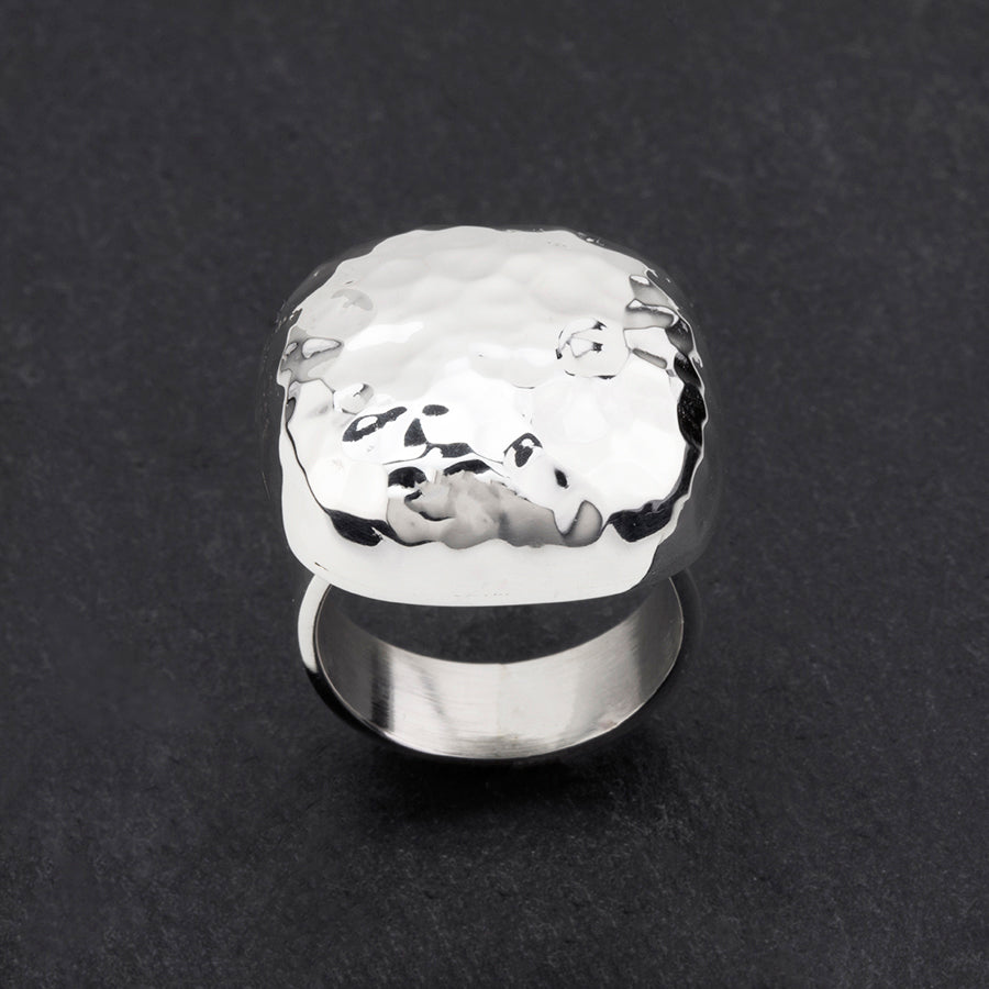 Chunky Black Obsidian Wide Band Ring - Reveka Rose