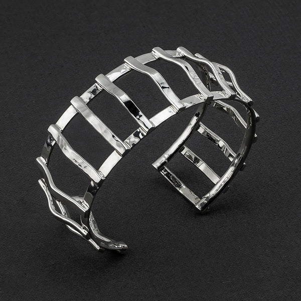 Flow Lines Sterling Silver Cuff Bracelet - Reveka Rose
