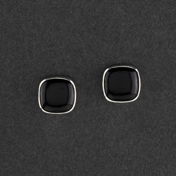 Square Black Obsidian Stud Earrings - Reveka Rose