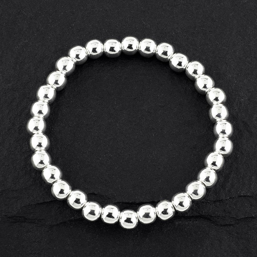 Sterling Silver Beaded Stretch Bracelet - Reveka Rose