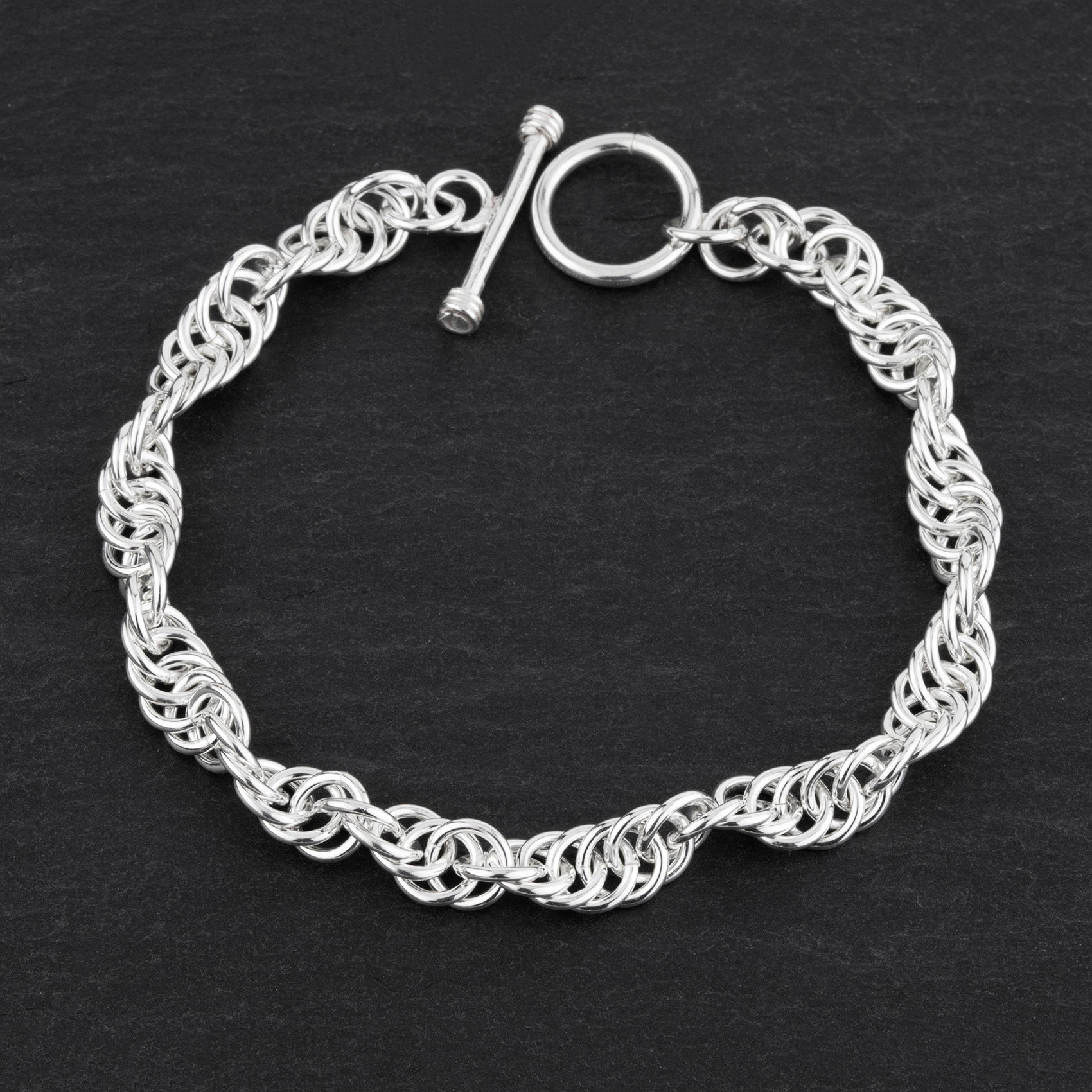 Sterling Silver Square Link Bracelet - Reveka Rose