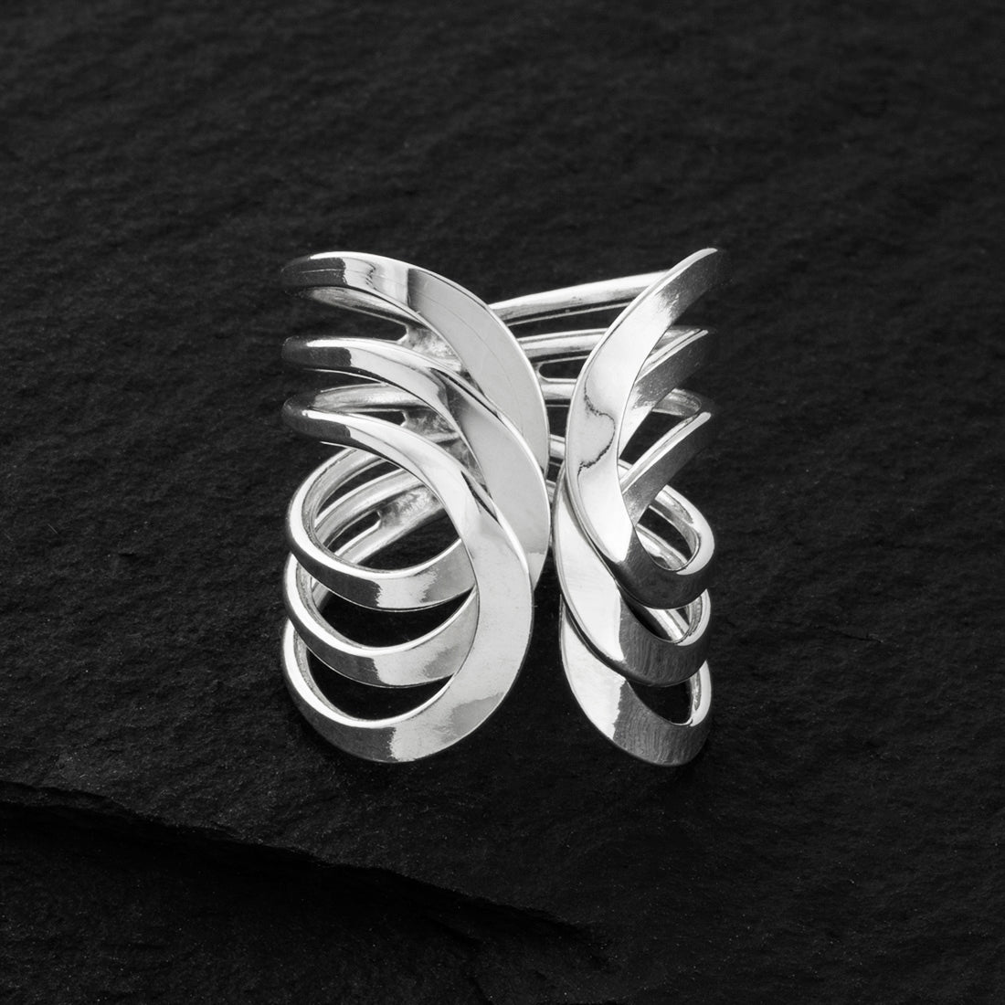 Sterling Silver Wide Band Statement Ring - Reveka Rose