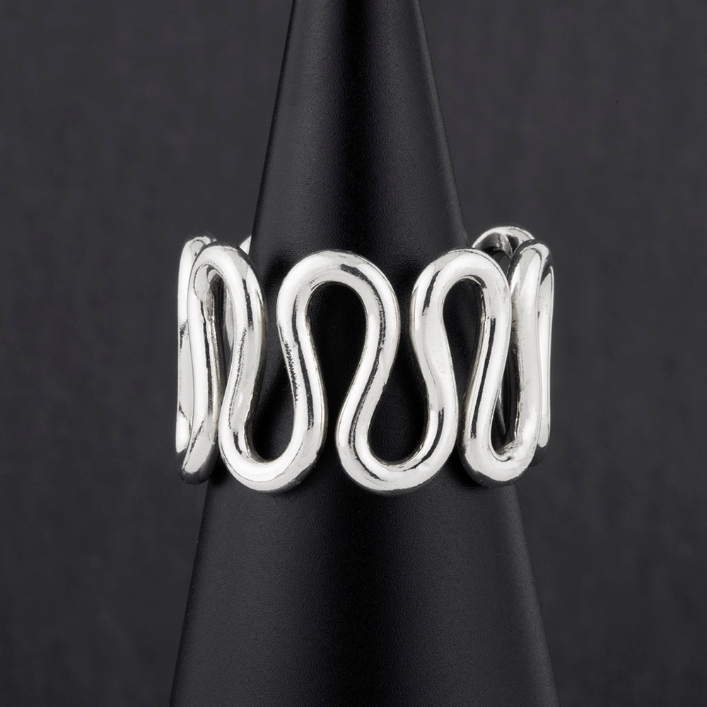 Wide Sterling Silver Wiggle Ring - Reveka Rose